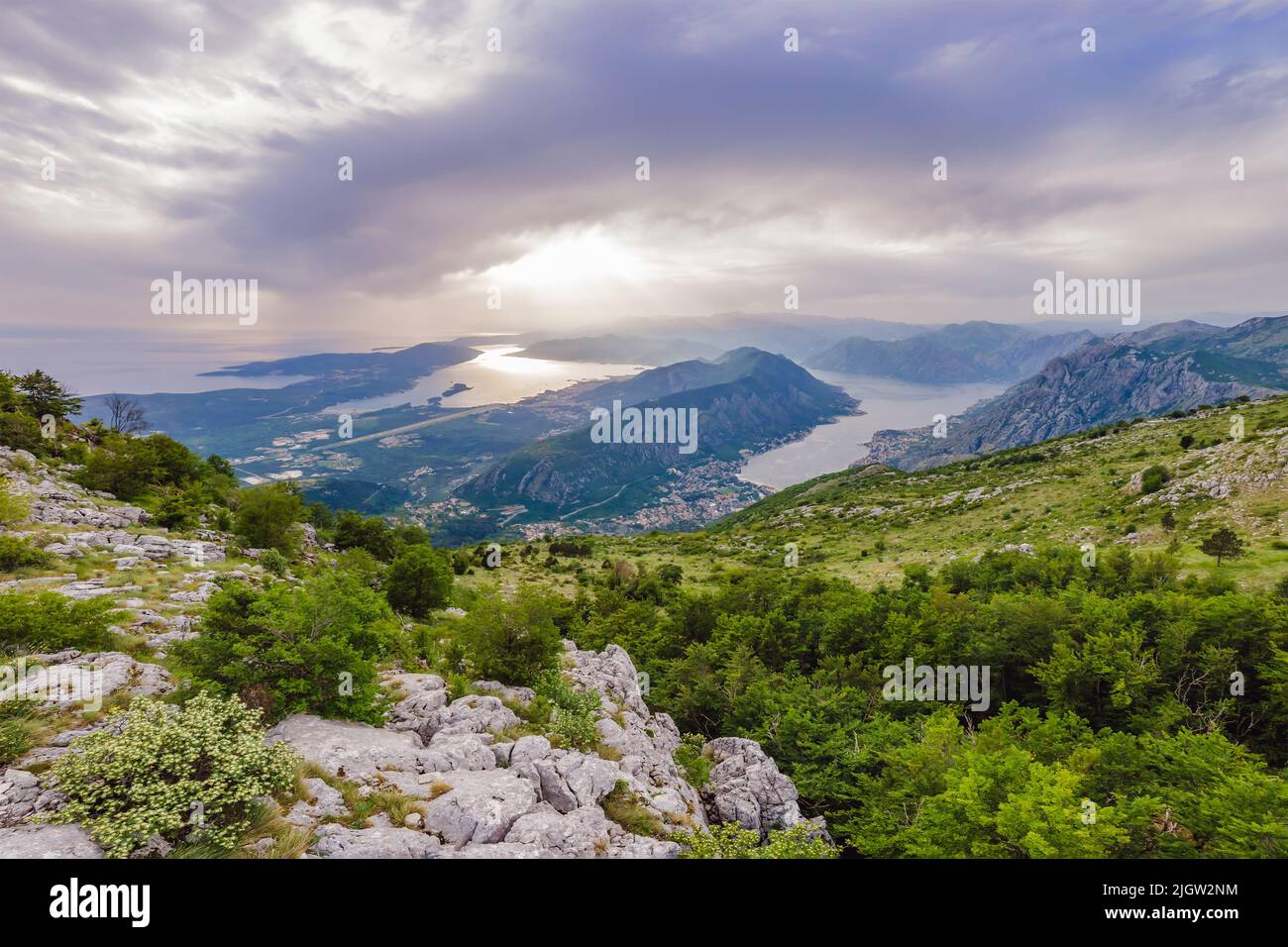 Beautiful nature mountains landscape. Kotor bay, Montenegro. Views of ...