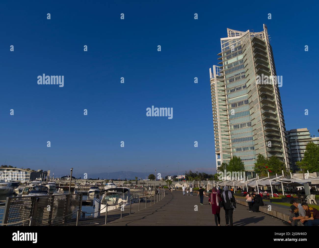 Luxury residential buildings on the corniche, Beirut Governorate ...