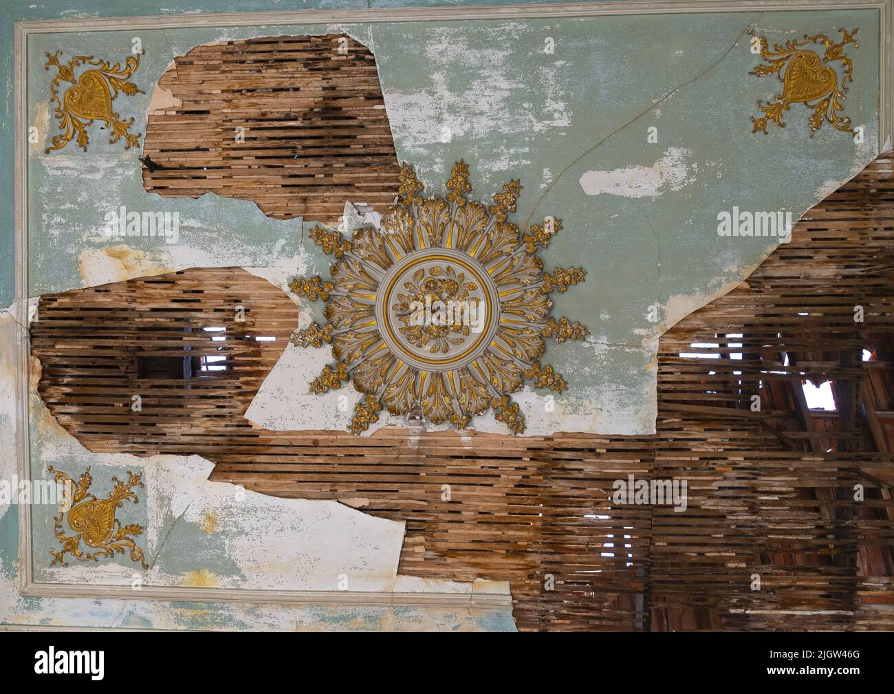Old painted ceiling in ruins, Beirut Governorate, Beirut, Lebanon Stock ...