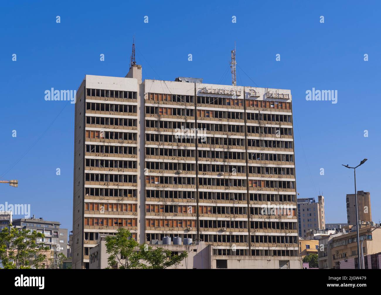 Electricite du Liban building after the port explosion, Beirut ...
