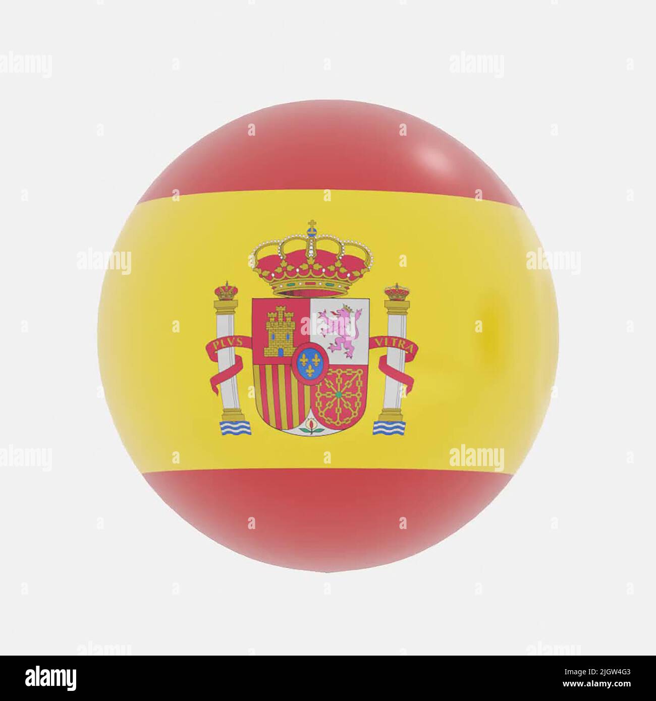 3d render of globe in Spain countries flag for icon or symbol Stock ...