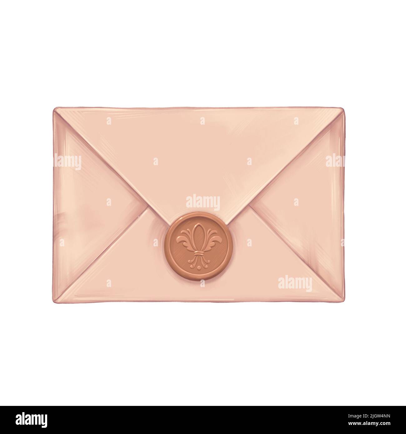 Envelope sealed with wax stamped. Illustration on white background ...