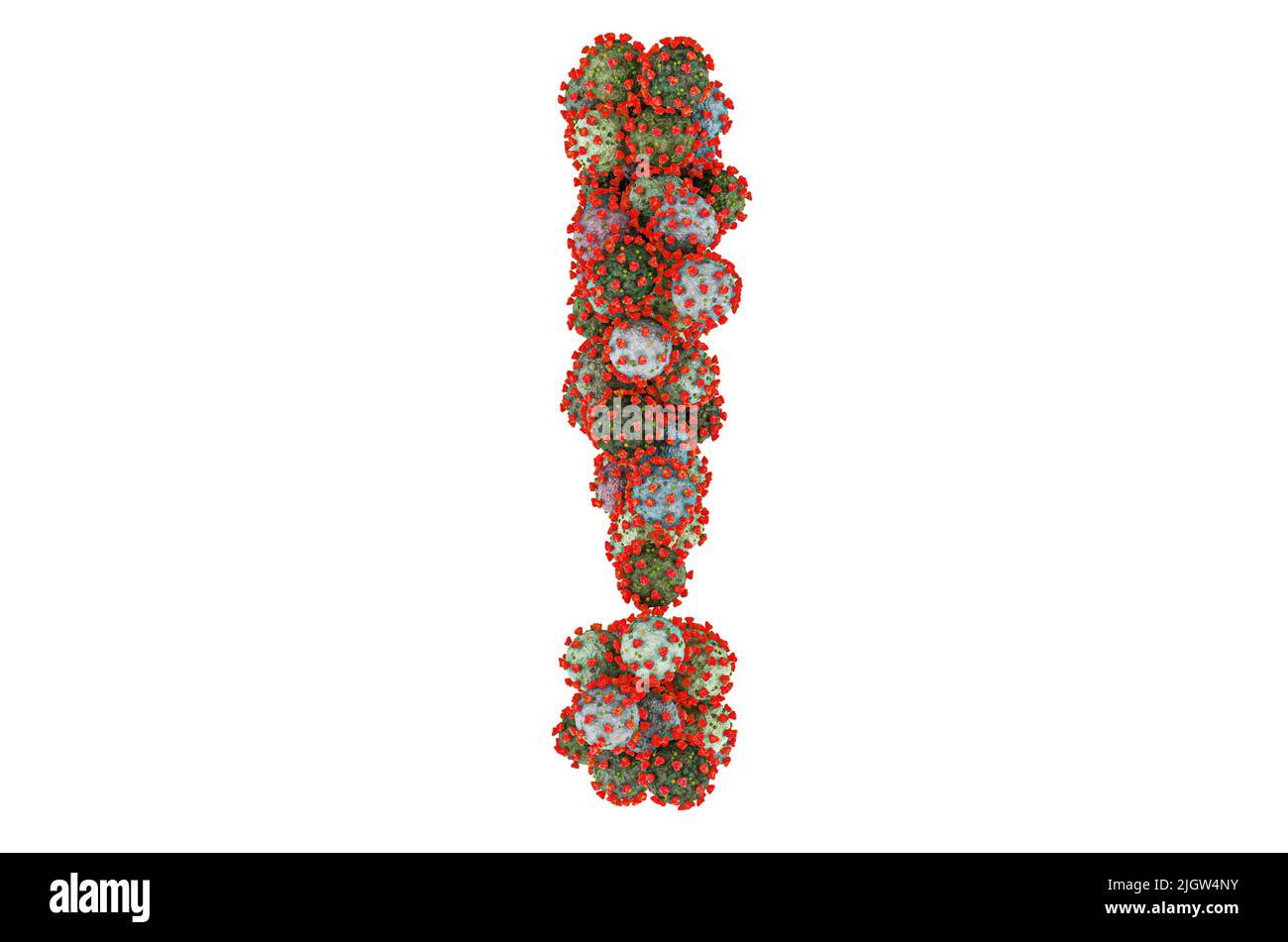 Exclamation mark from viruses. 3D rendering isolated on white ...