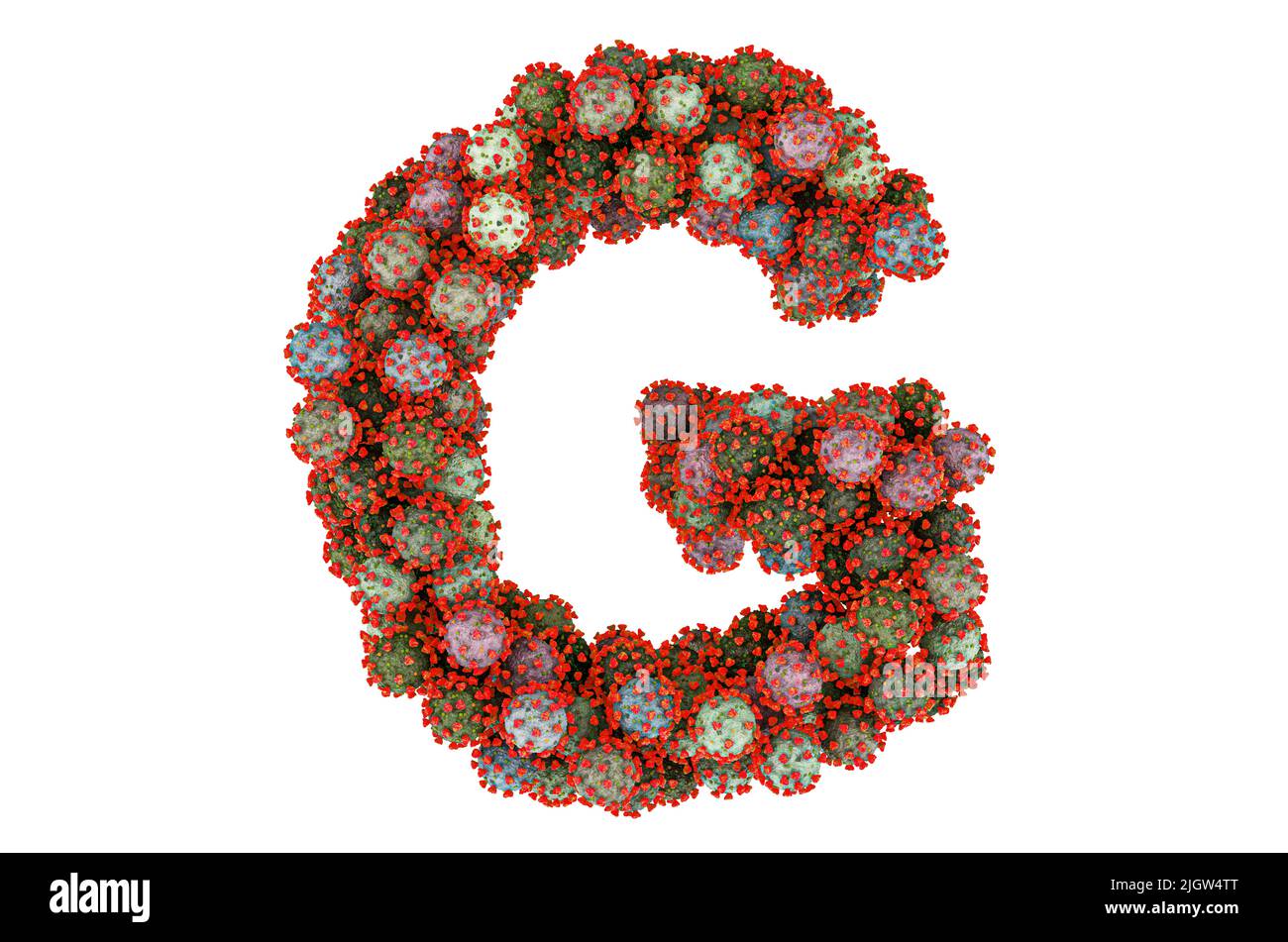 Letter G from viruses. 3D rendering isolated on white background Stock ...