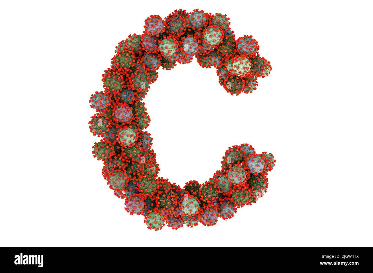 Letter C from viruses. 3D rendering isolated on white background Stock ...