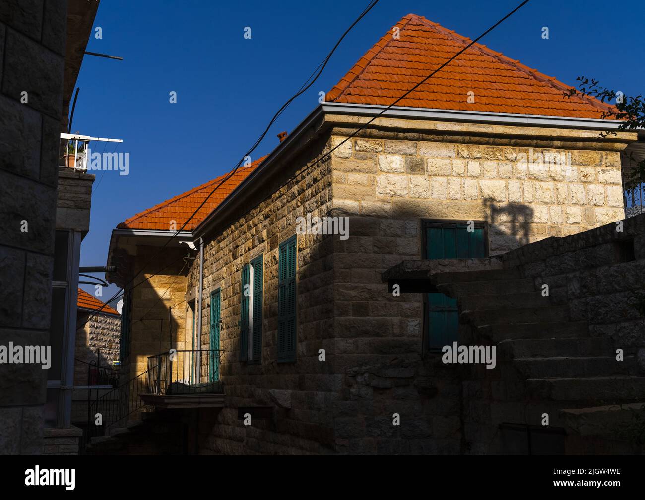 Old heritage houses in the village, Mount Lebanon, Douma, Lebanon Stock ...