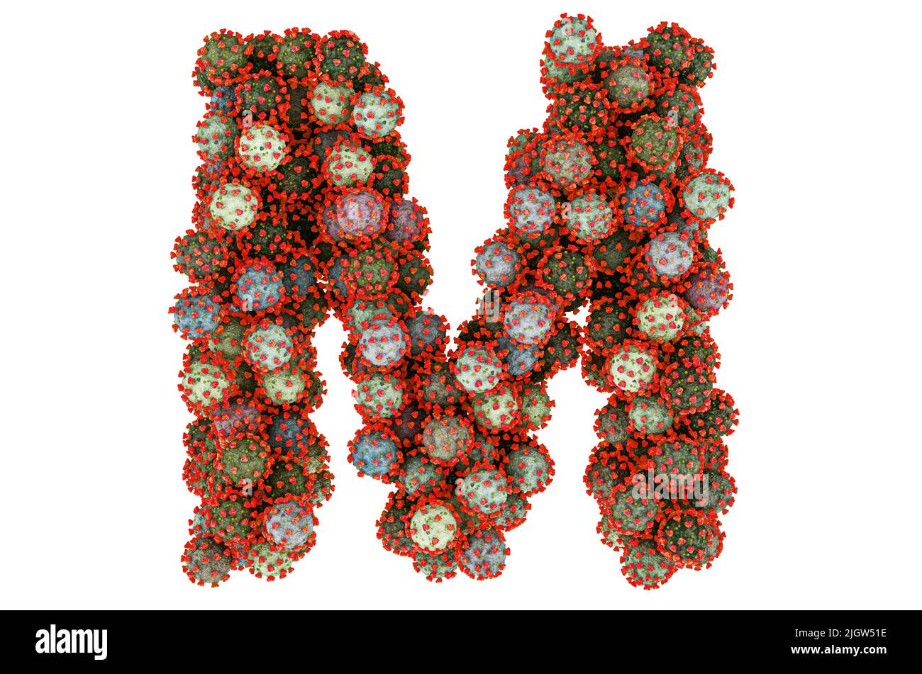 Letter M from viruses. 3D rendering isolated on white background Stock ...