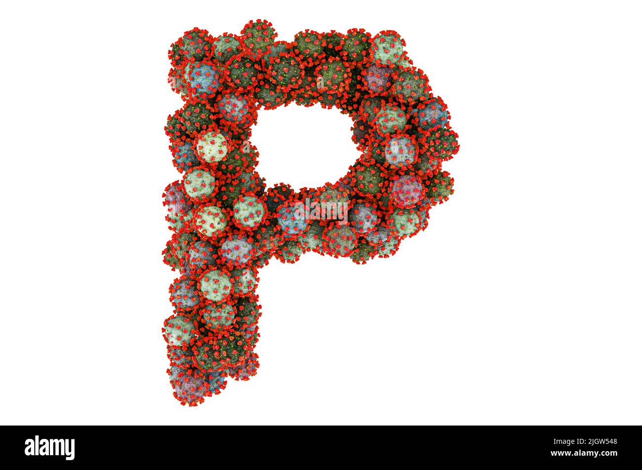 Letter P from viruses. 3D rendering isolated on white background Stock ...
