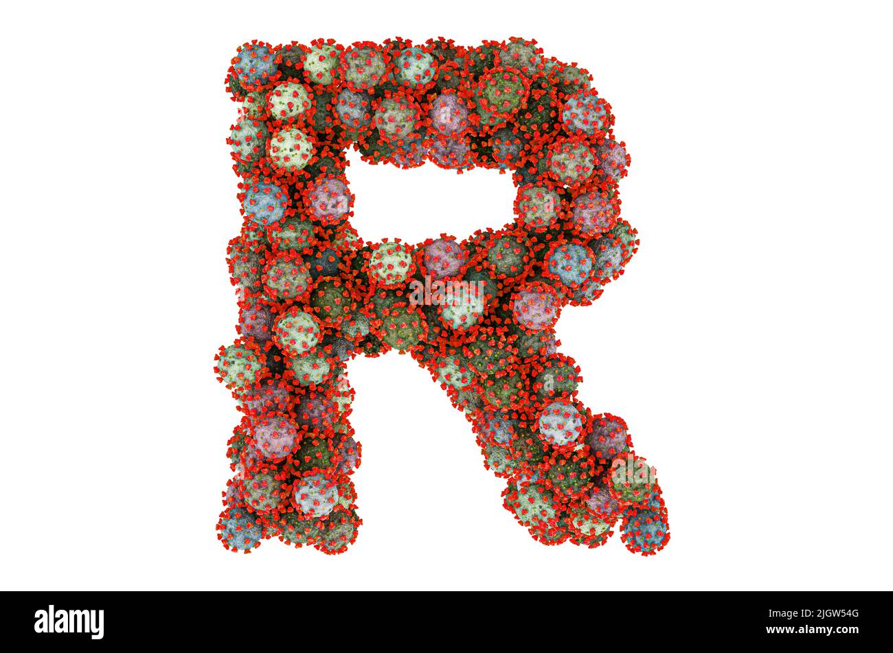 Letter R from viruses. 3D rendering isolated on white background Stock ...