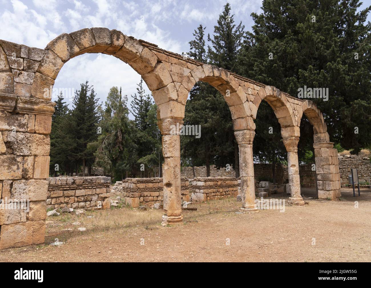 The cardo of the Umayyad city, Beqaa Governorate, Anjar, Lebanon Stock ...