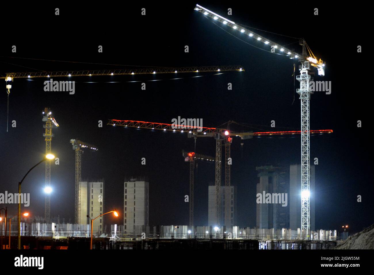 Construction site of new buildings in Egypt, Zed city Sheikh Zayed city ...