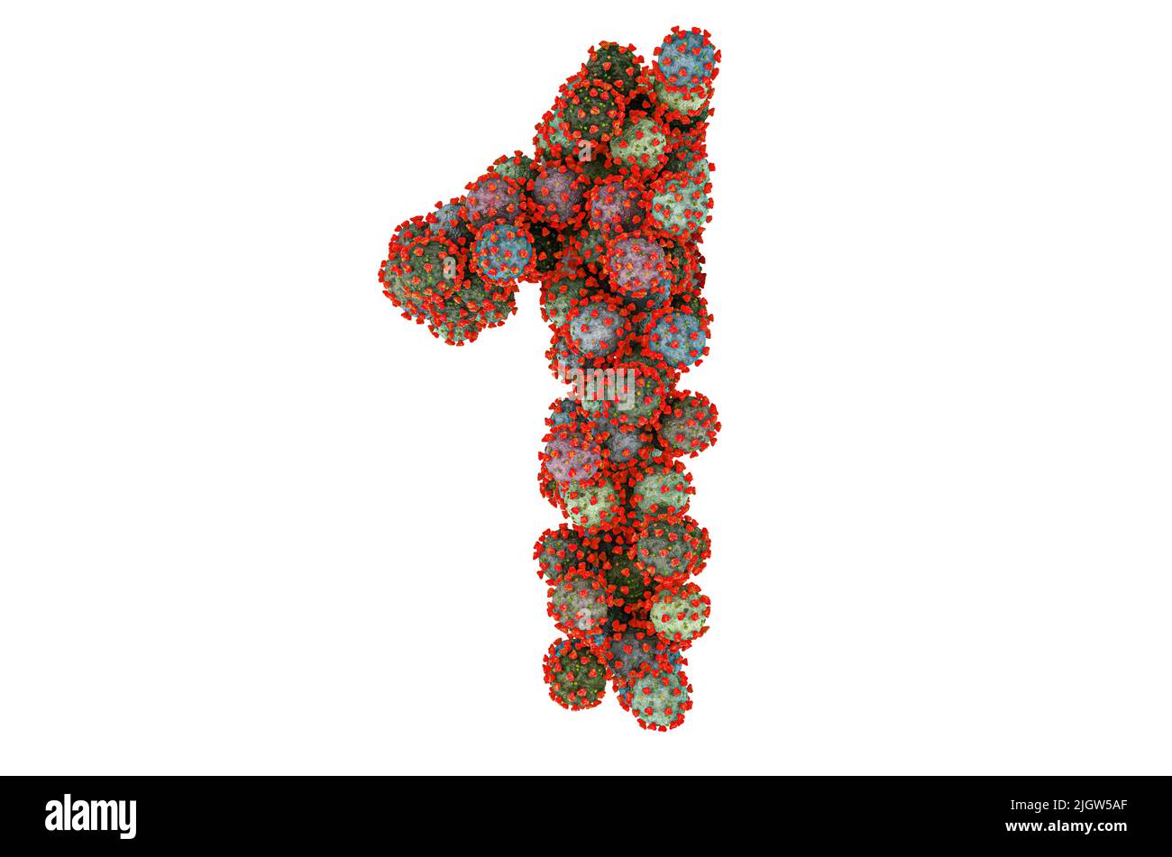 Number 1 from viruses. 3D rendering isolated on white background Stock ...