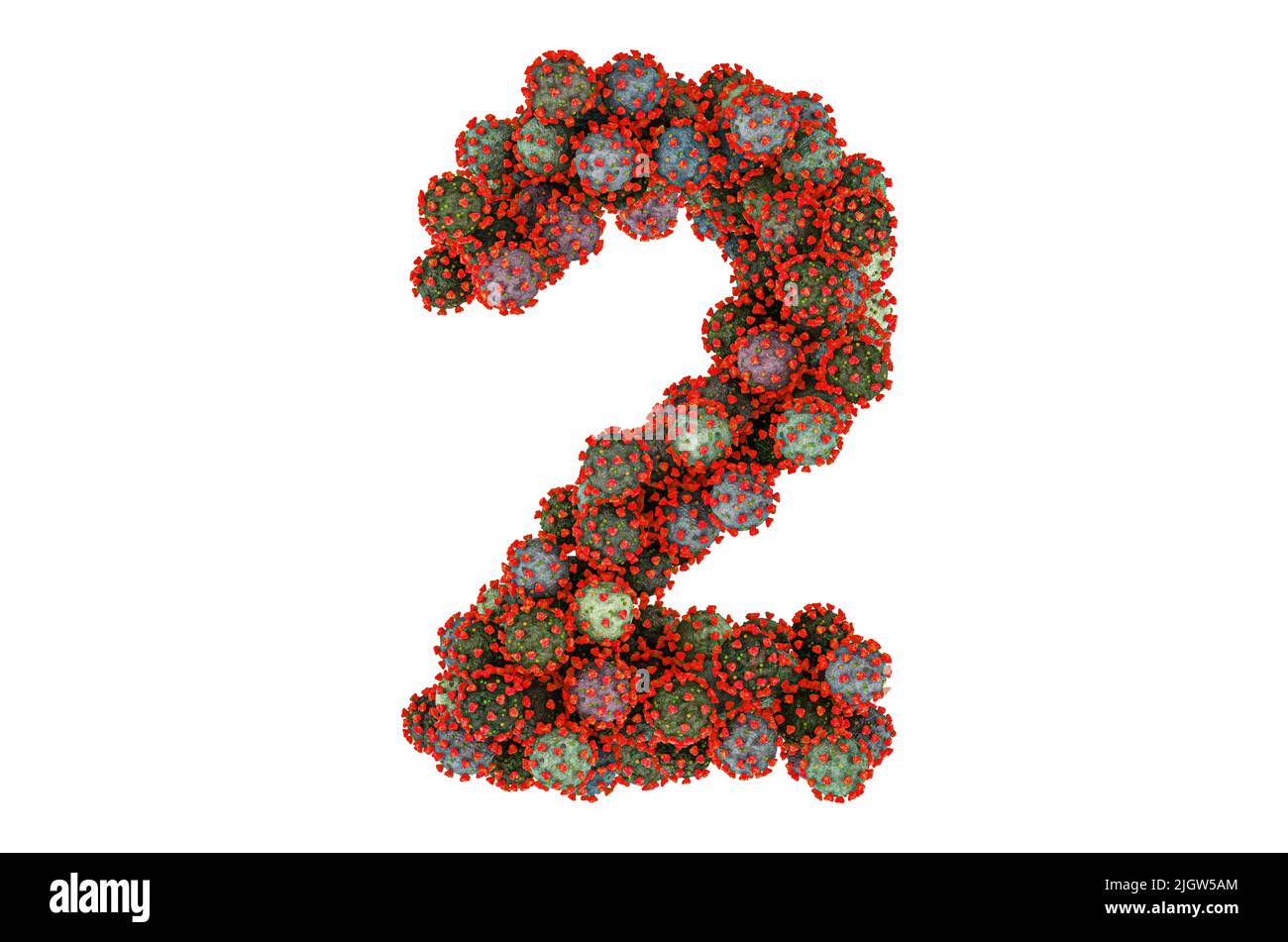 Number 2 from viruses. 3D rendering isolated on white background Stock ...
