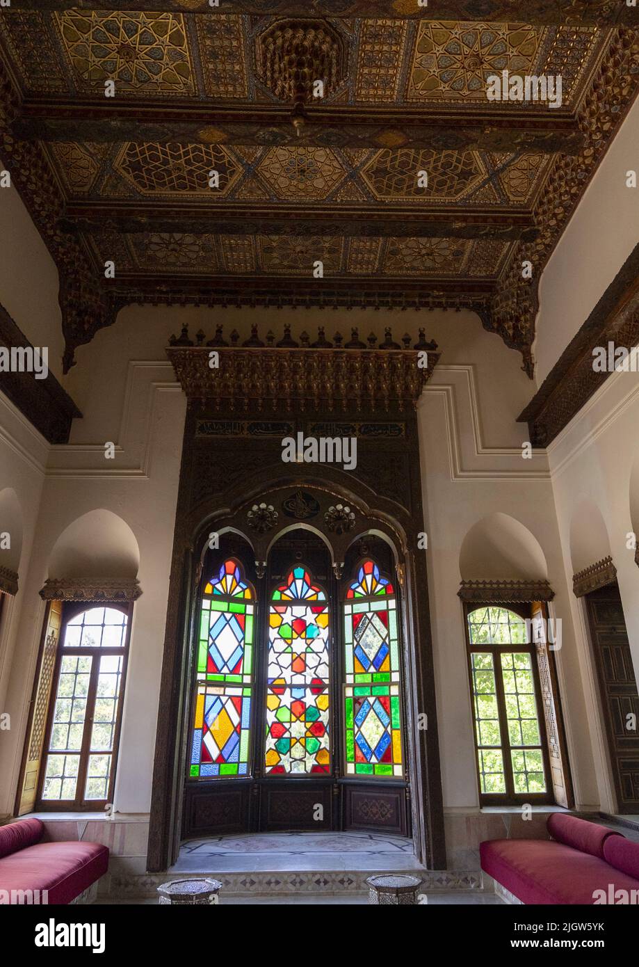 Stained glass windows in the Internal Hall of Beiteddine Palace, Mount ...