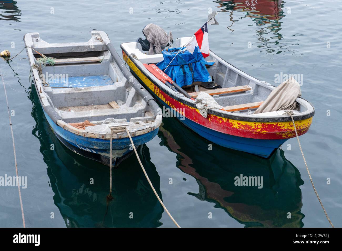 Fishing boats moored in the boat basin at Antofagasta, Chile Stock ...