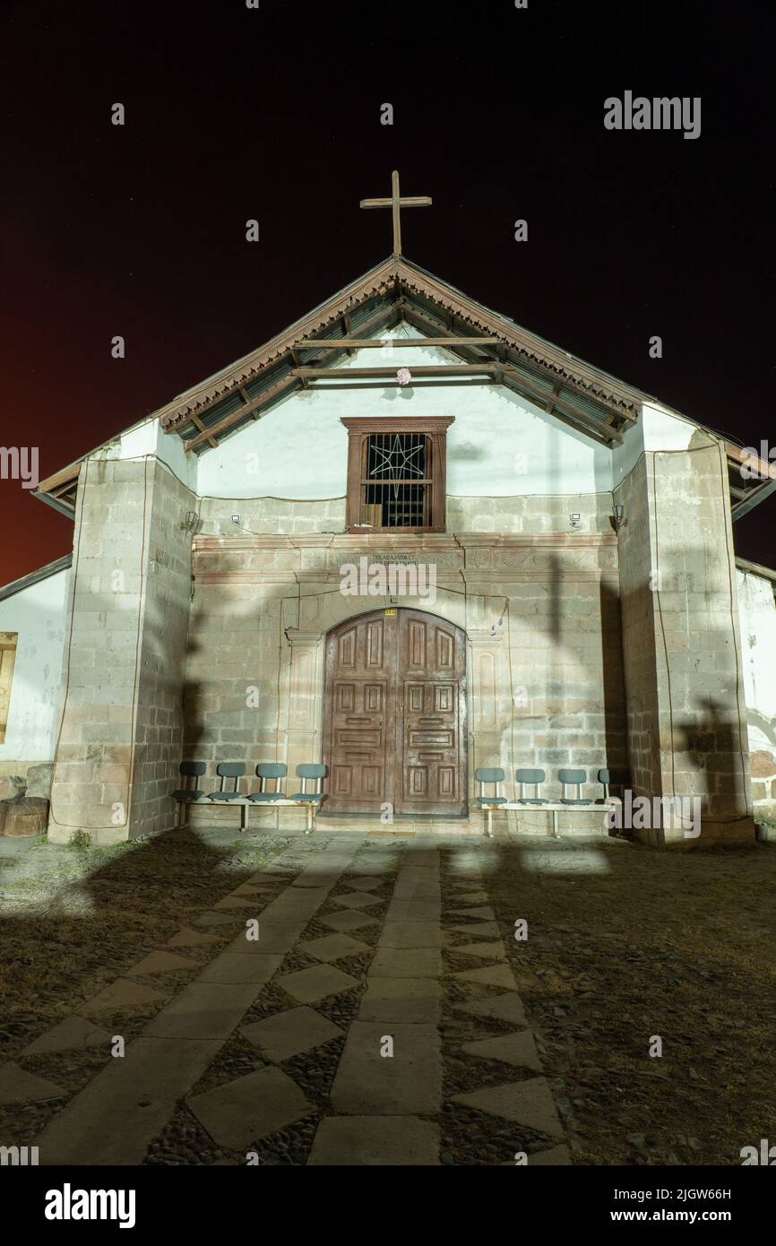 The facade of the Church of St. Ildefonso at night, built in the late ...