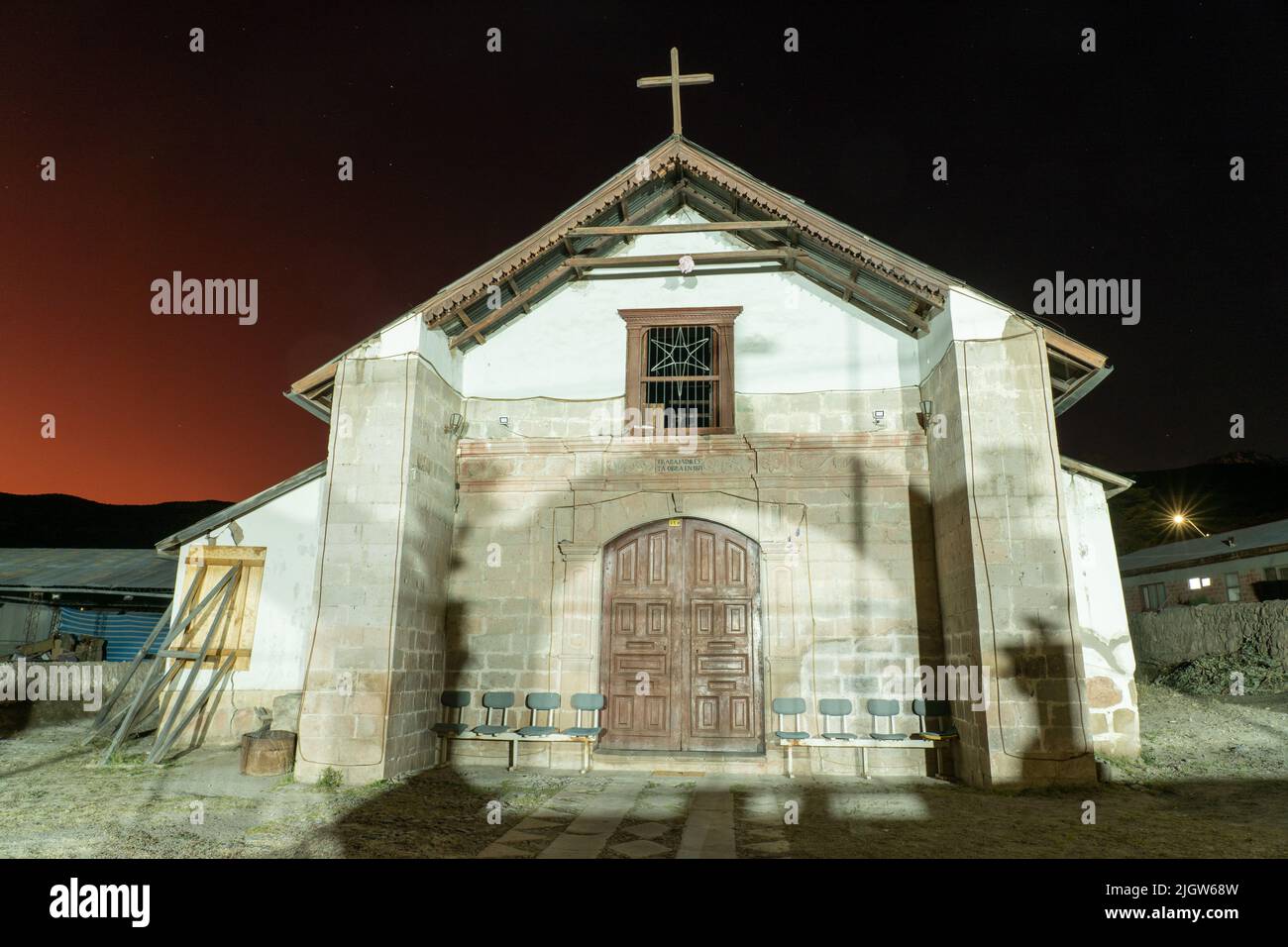 The facade of the Church of St. Ildefonso at night, built in the late ...