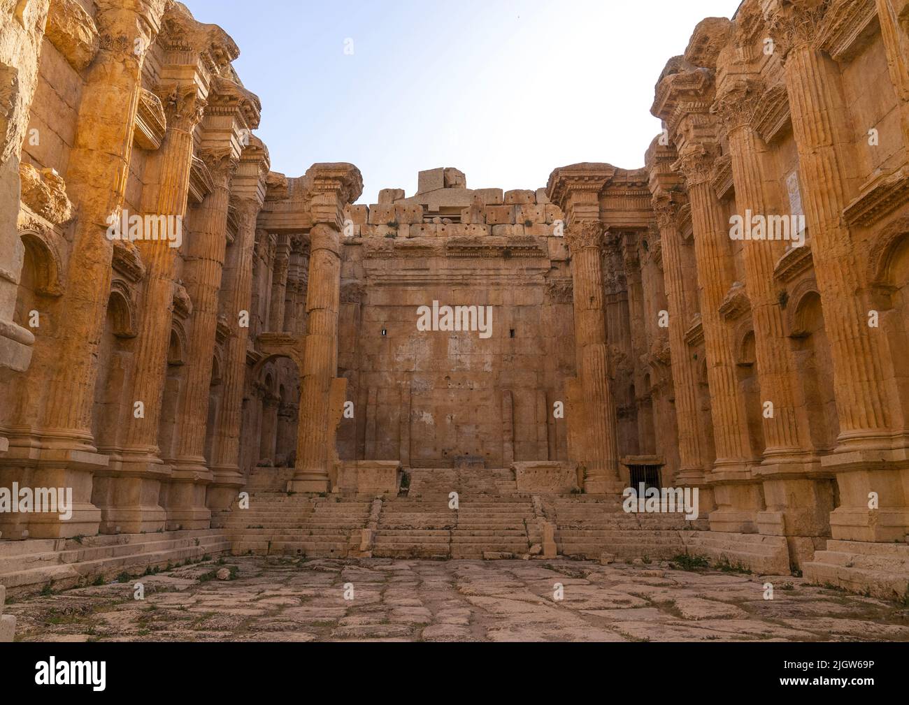 Inside the temple of Bacchus in the archaeological site, Baalbek-Hermel ...