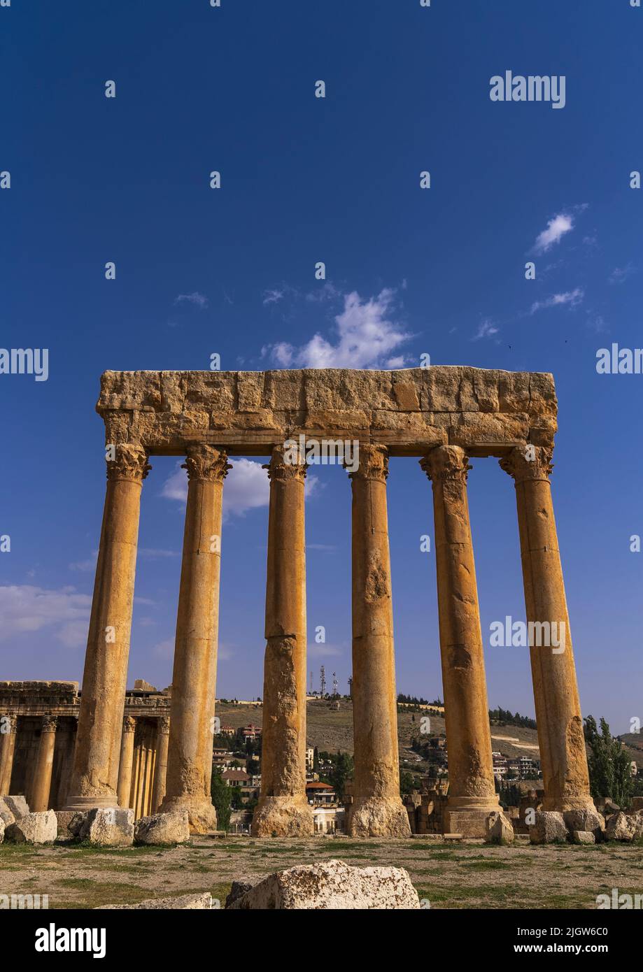 Roman temple of Jupiter in the archaeological site, Baalbek-Hermel ...