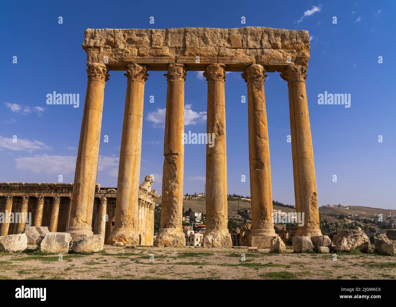 Roman temple of Jupiter in the archaeological site, Baalbek-Hermel ...