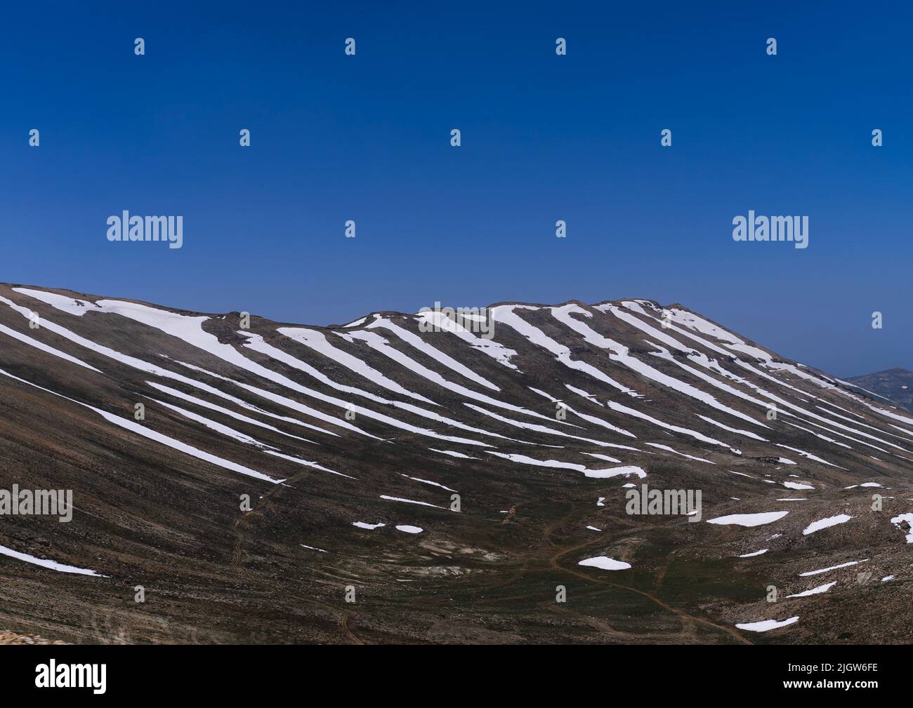 Patches of snow in the mountain, North Governorate, Daher el Kadib ...