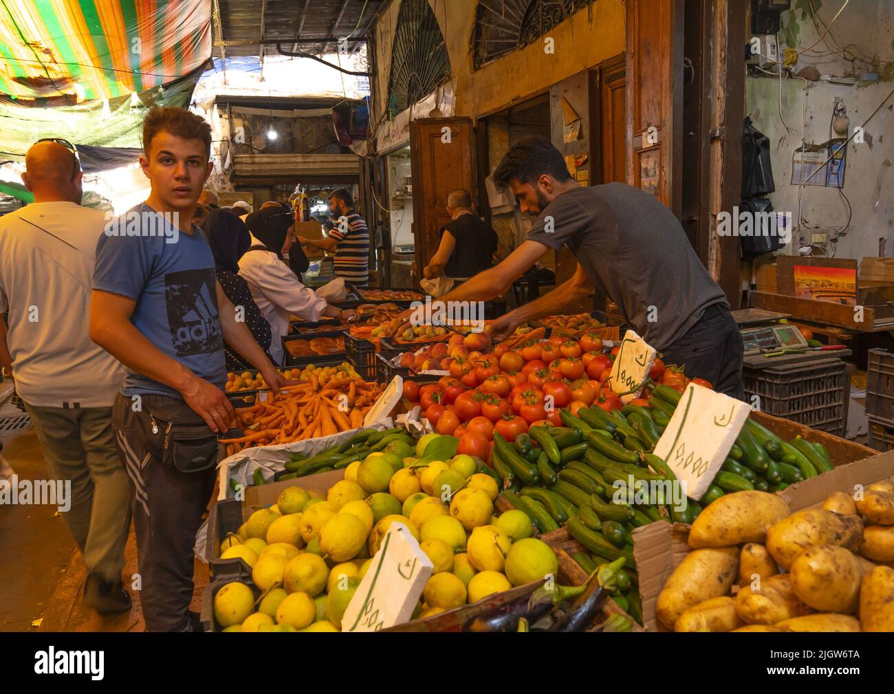 Vegetables market in the old souk, North Governorate, Tripoli, Lebanon ...