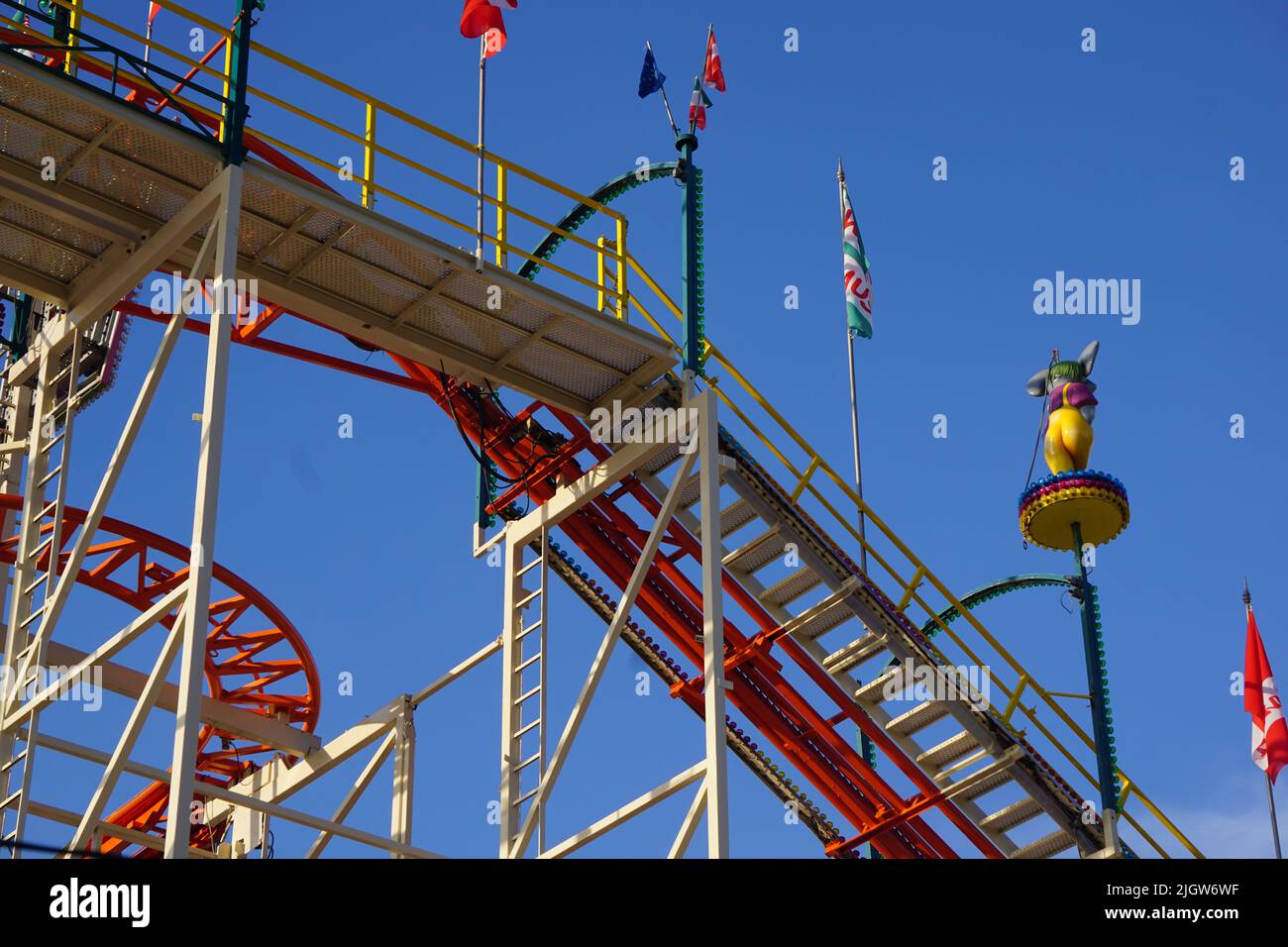 A roller coaster at the Pretzel Festival in the amusement park Stock ...