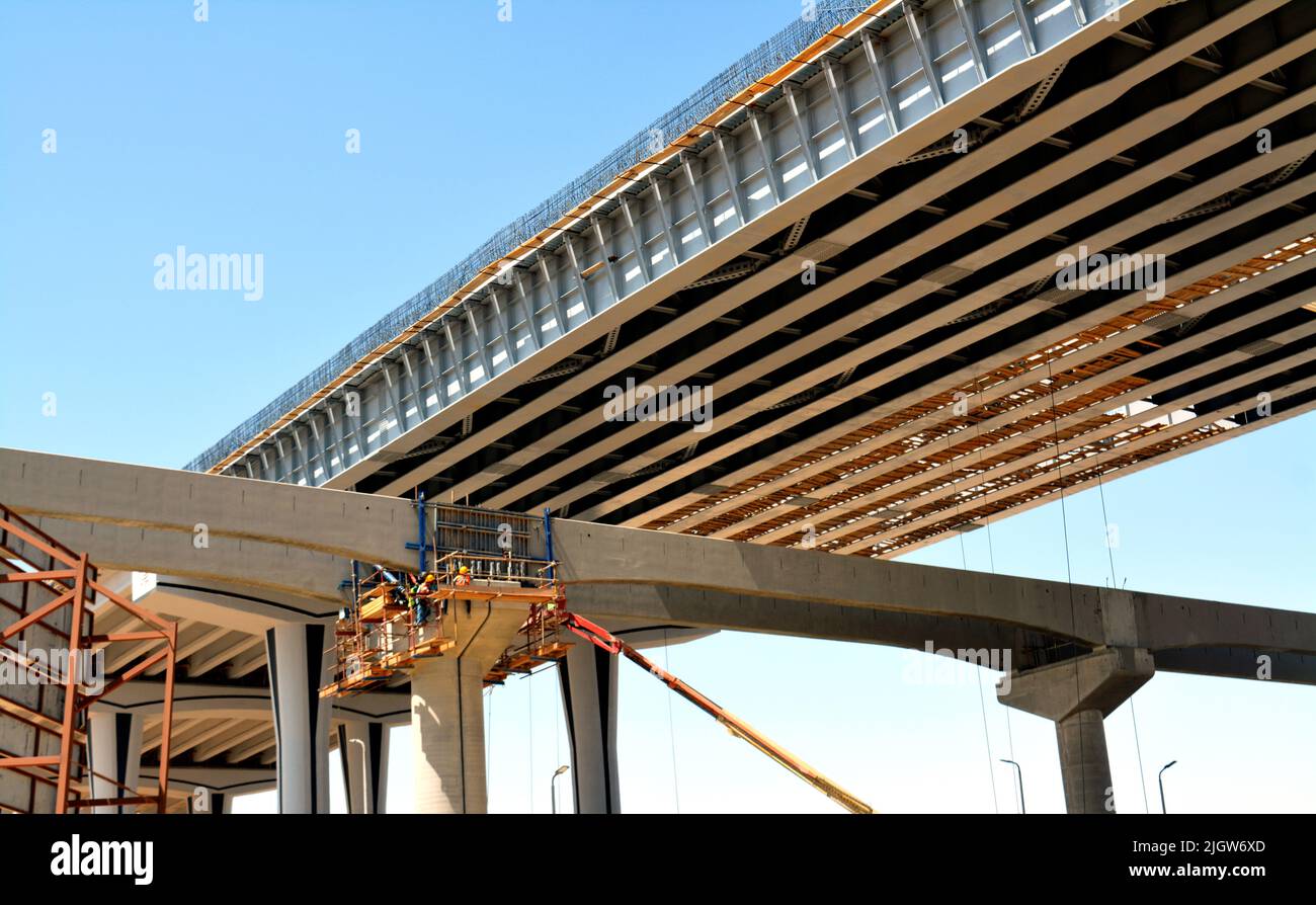 Cairo, Egypt, May 26 2022: A construction site of new projects of ...