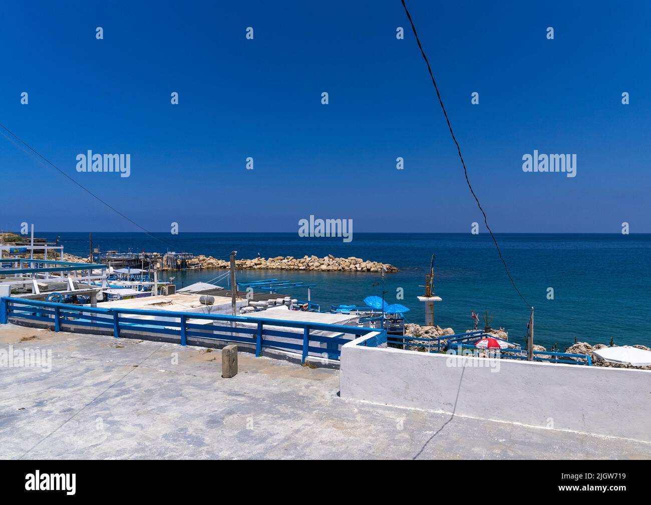 Restaurants and bars on the seashore, North Governorate, Anfeh, Lebanon ...