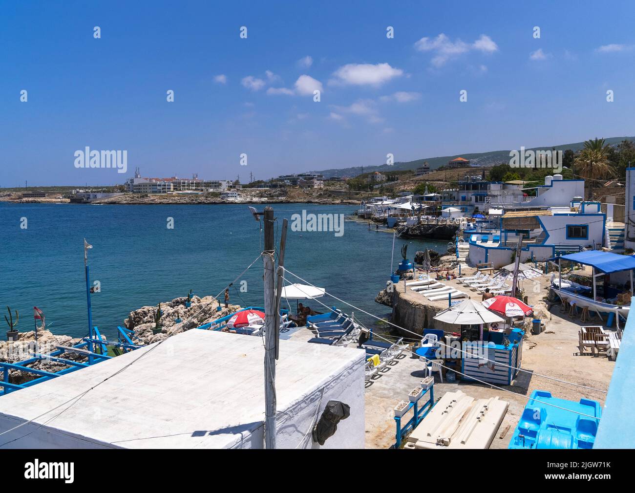 Restaurants and bars on the seashore, North Governorate, Anfeh, Lebanon ...