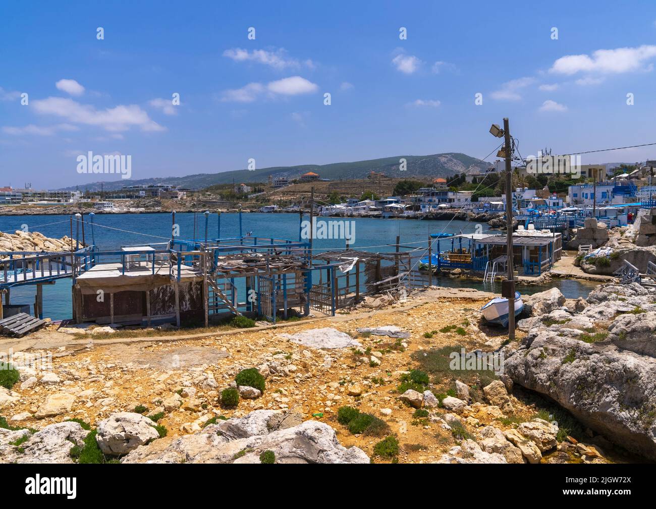 Restaurants and bars on the seashore, North Governorate, Anfeh, Lebanon ...