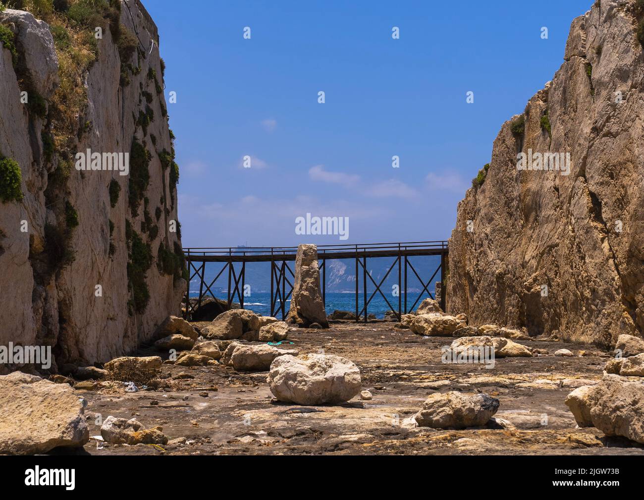 Bridge on the seashore, North Governorate, Anfeh, Lebanon Stock Photo ...