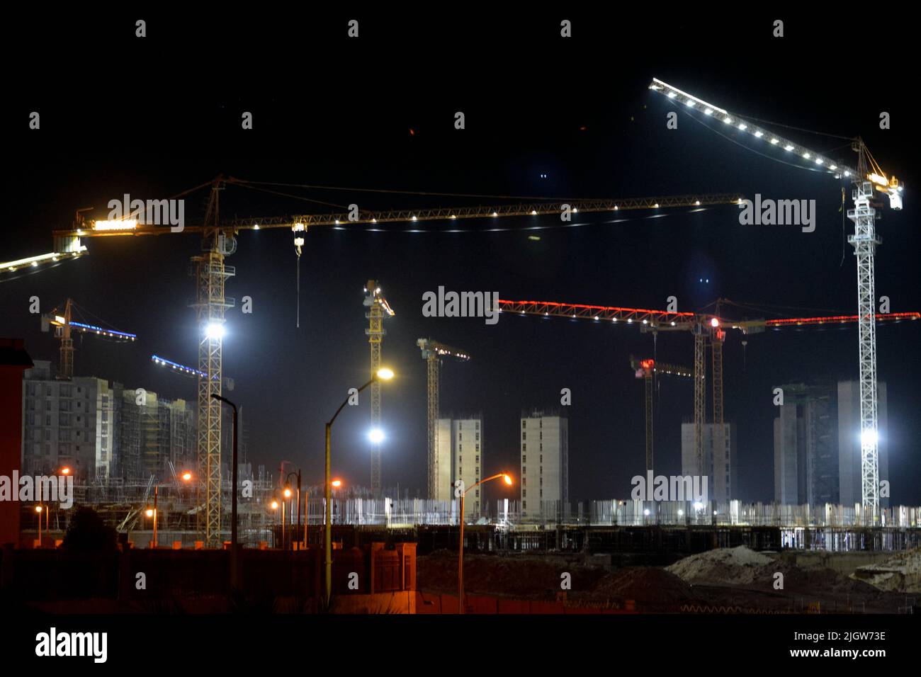Construction site of new buildings in Egypt, Zed city Sheikh Zayed city ...