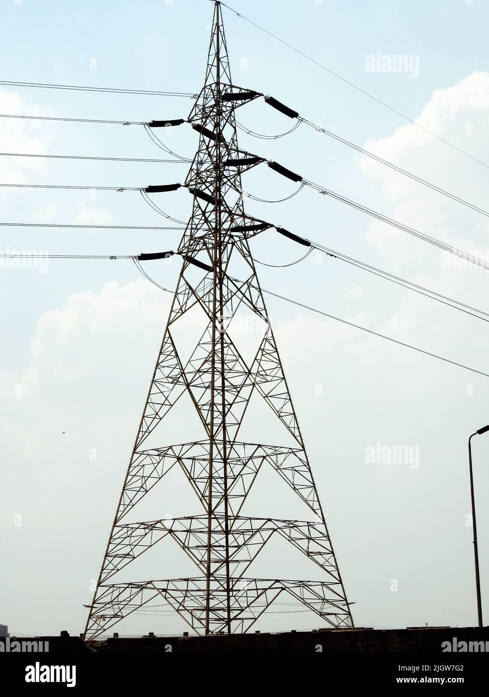 A transmission tower, electricity pylon which is a tall steel lattice ...