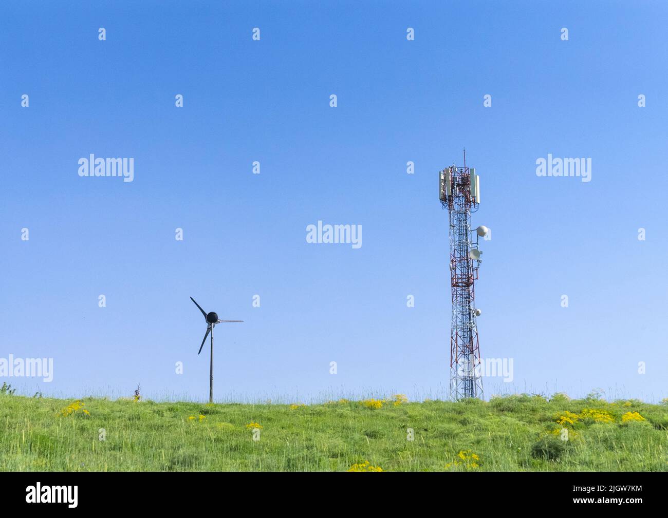 Clean energy windmill and a telecom antenna relay, Governorate of North ...