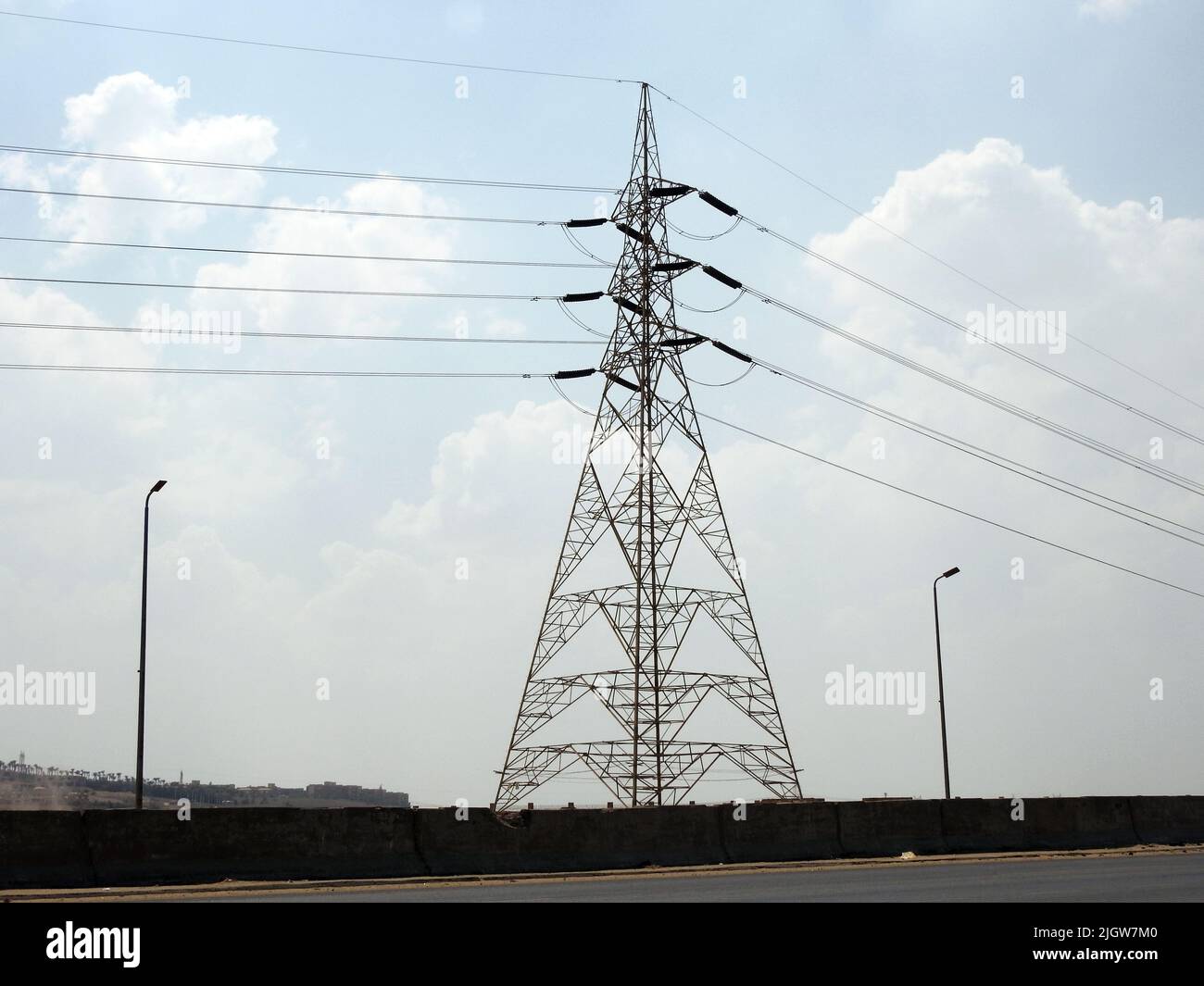 A transmission tower, electricity pylon which is a tall steel lattice ...