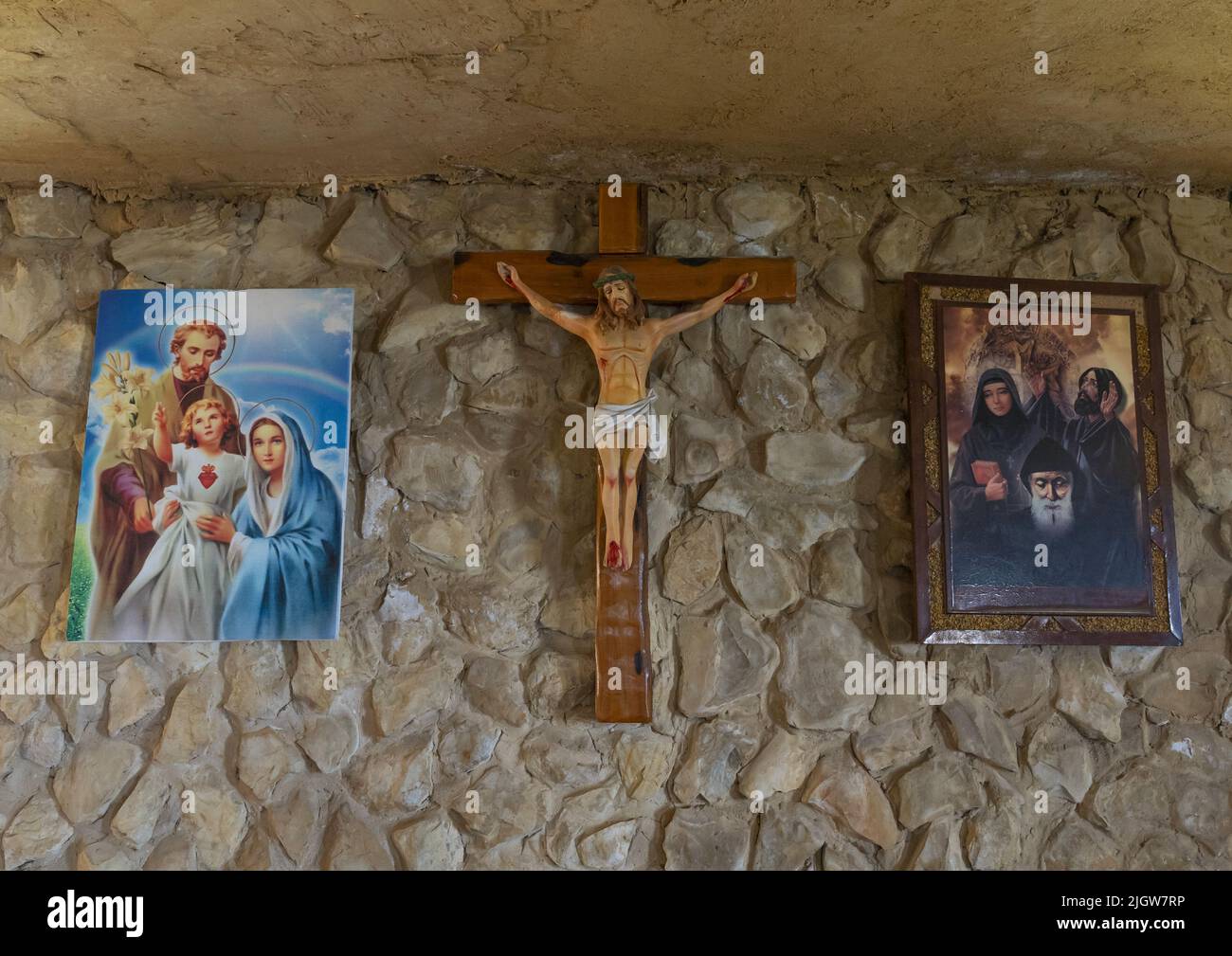 Jesus on the cross in Mar Youssouf maronite monastery, North Lebanon ...