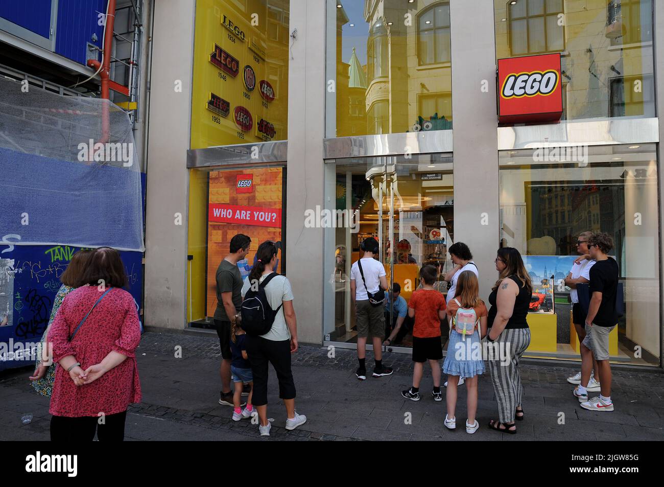 Copenhagen /Denmark/13 July 2022/Lego toys shoppers waiting at Lego ...