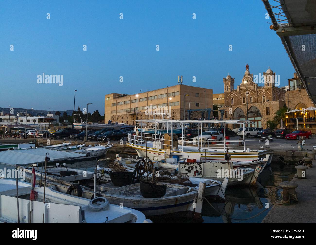 Old traditional lebanese houses on the port, North Governorate, Batroun ...
