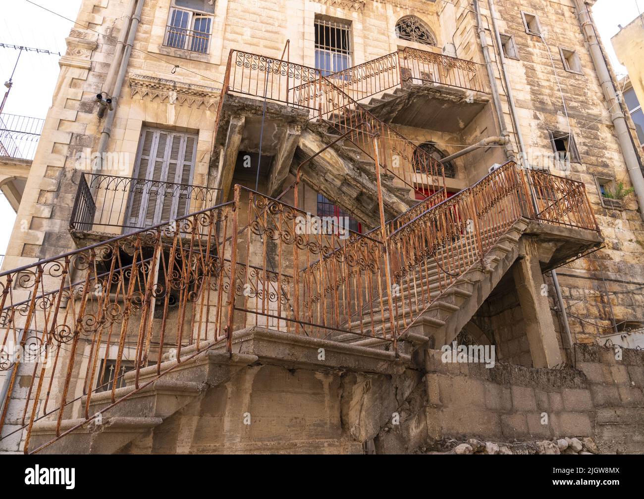 Old traditional lebanese house with iron stair, Beqaa Governorate ...