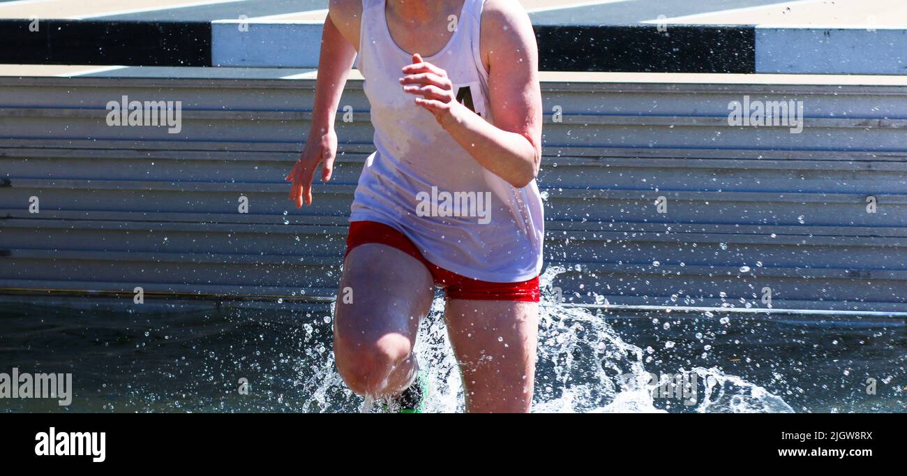 High school girls is very wet after jumping into the water of the ...