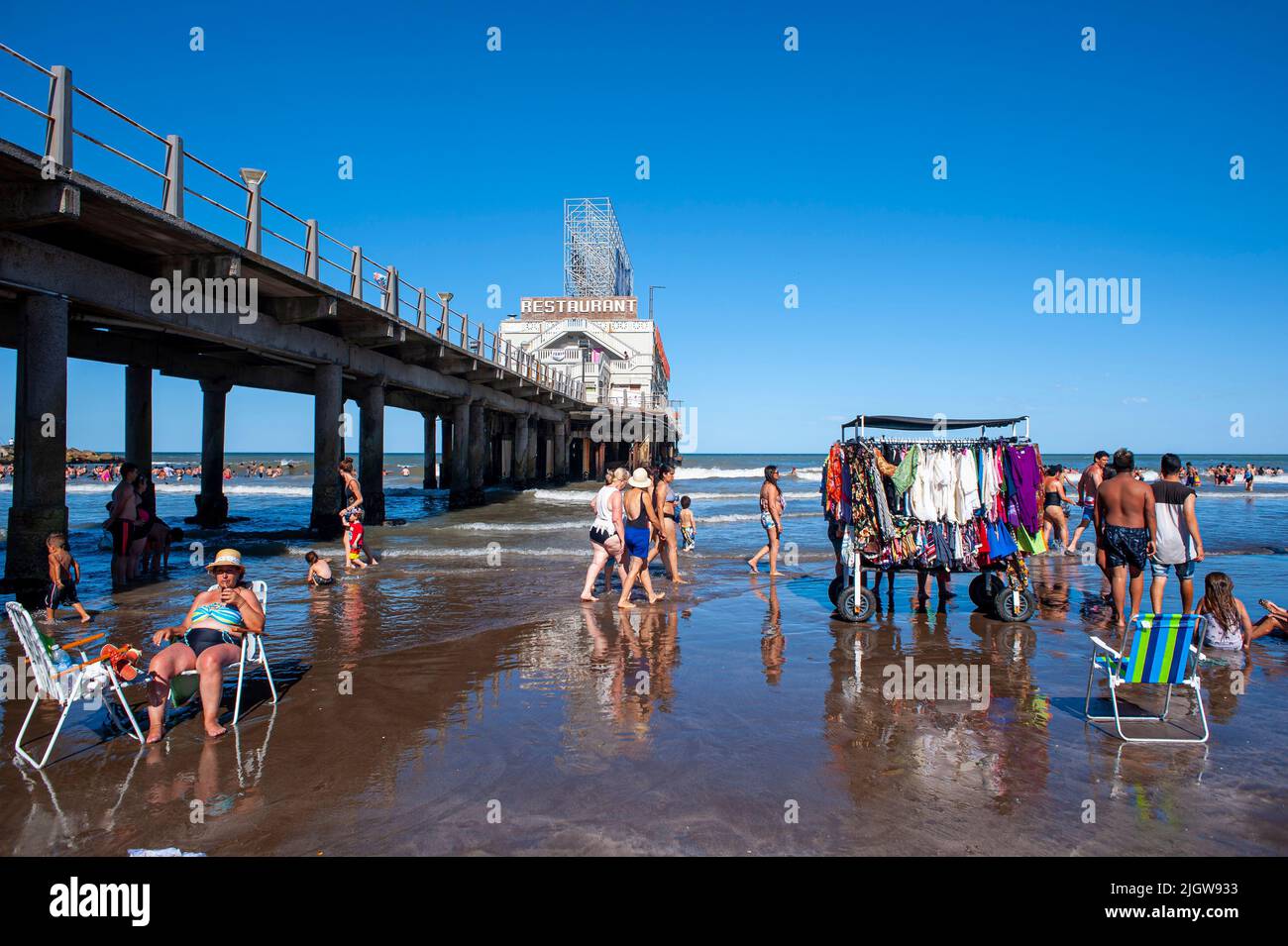 A view of people on the beach of Santa Clara del Mar in sunny day Stock ...