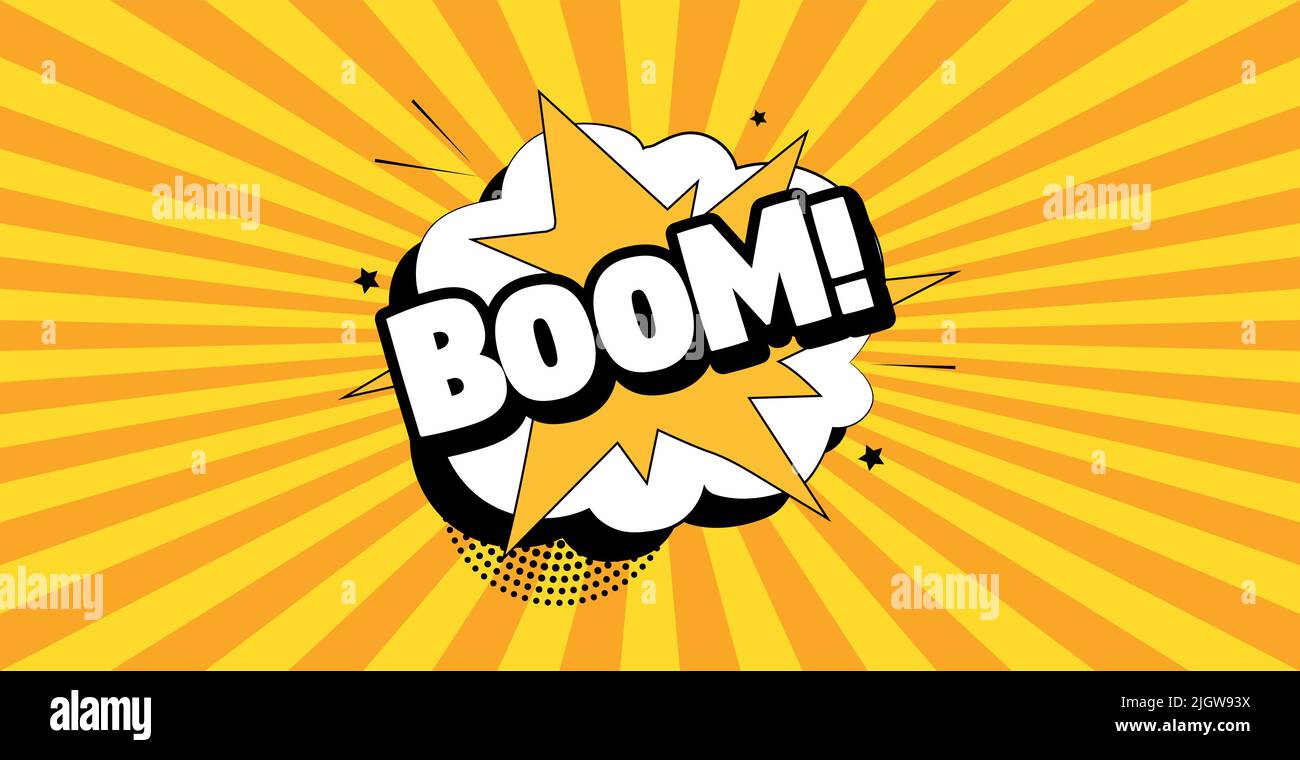 Comic lettering BOOM on white background - Vector illustration Stock ...