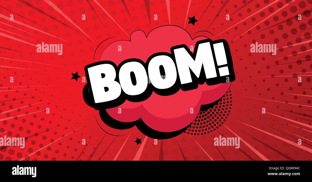 Comic lettering BOOM on white background - Vector illustration Stock ...