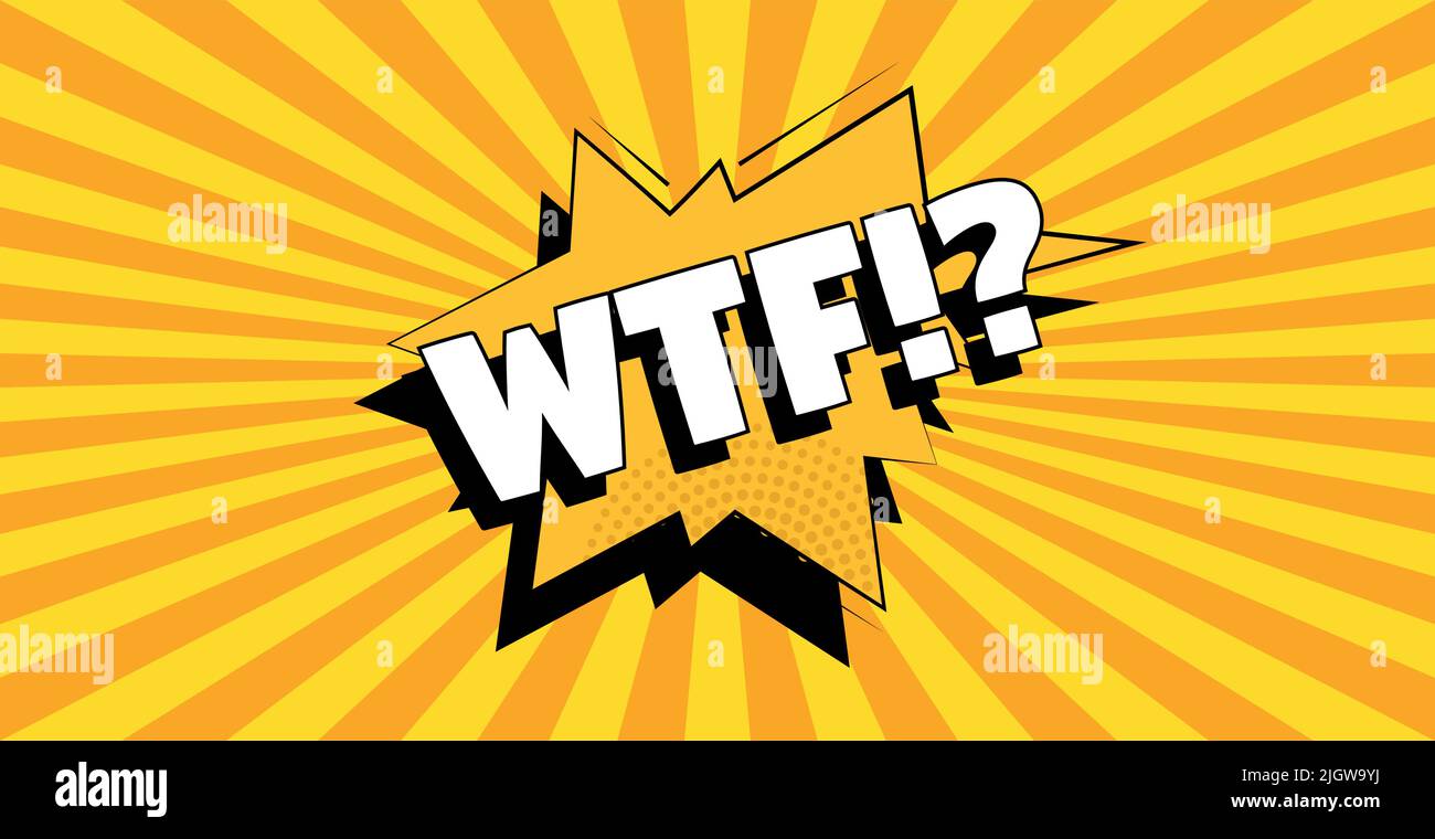 Comic zoom inscription WTF on a colored background - Vector ...