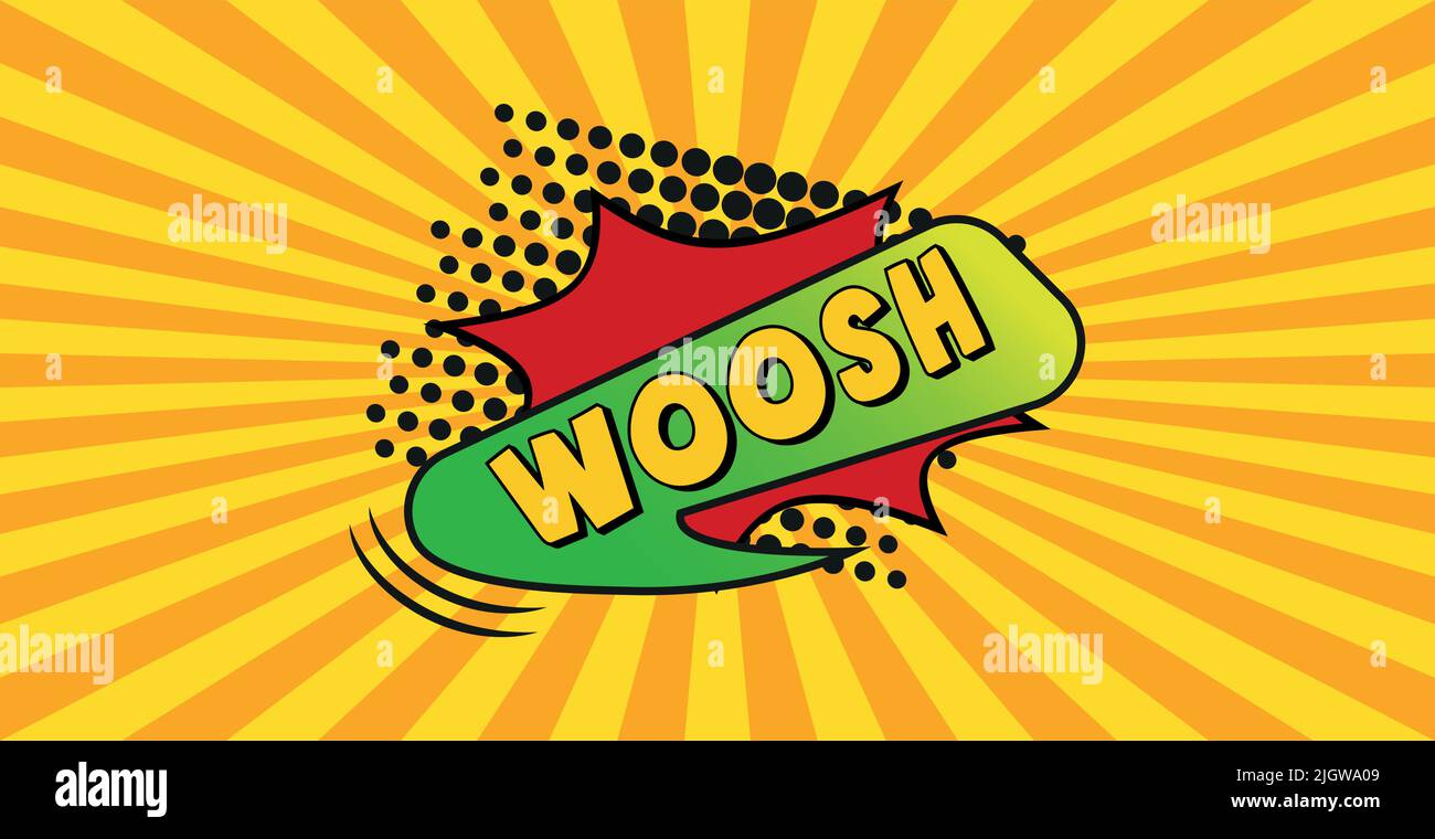 Comic zoom inscription WOOSH on a colored background - Vector ...