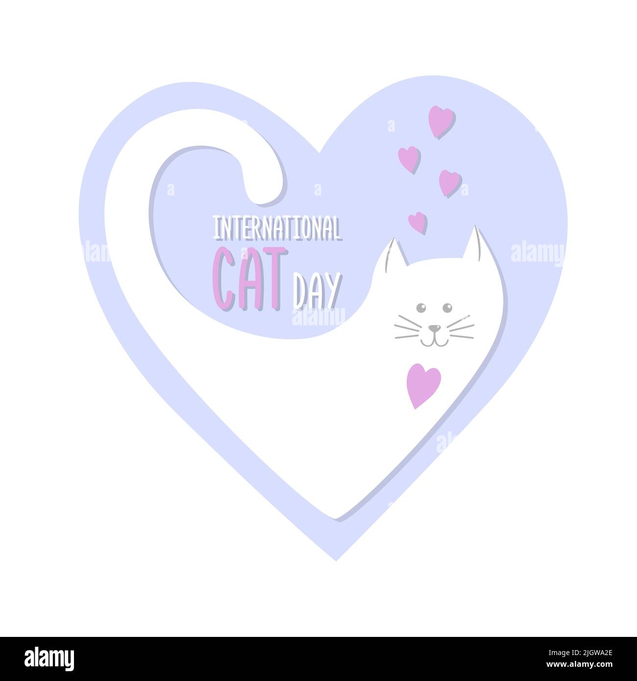 Postcard sticker for the International Day of Cats on August 8. Print ...