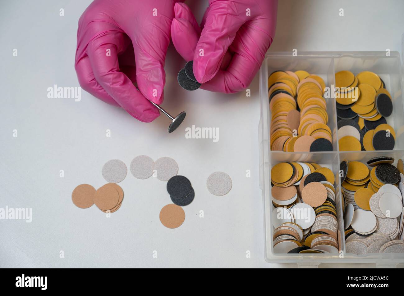 Set of disposable discs for foot peeling Stock Photo - Alamy