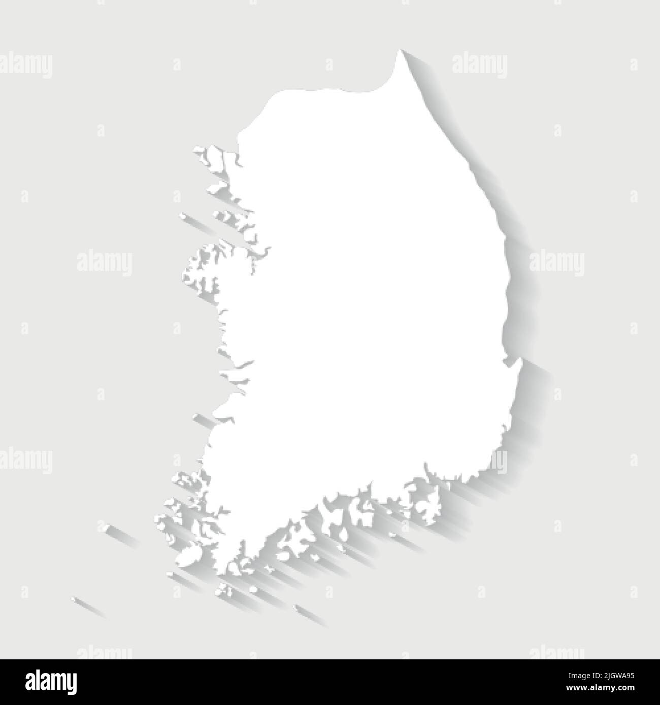 Simple white South Korea map on gray background, vector, illustration ...