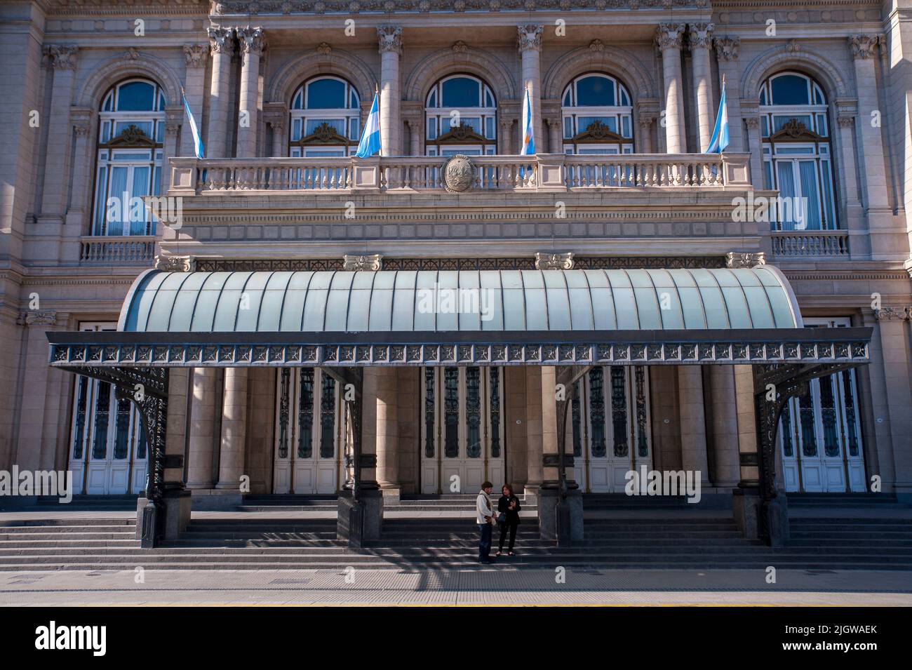 A building facade of famous of Colon Theater in Buenos Aires Stock ...